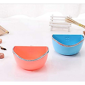 POPETPOP Small Pet Food and Water Bowl - Plastic Rabbit Feeding Bowl Bunny Guinea Pig Hay Feeder, Bird Food Basin Dish for Rabbit Guinea Pig Chinchilla (Random Color)