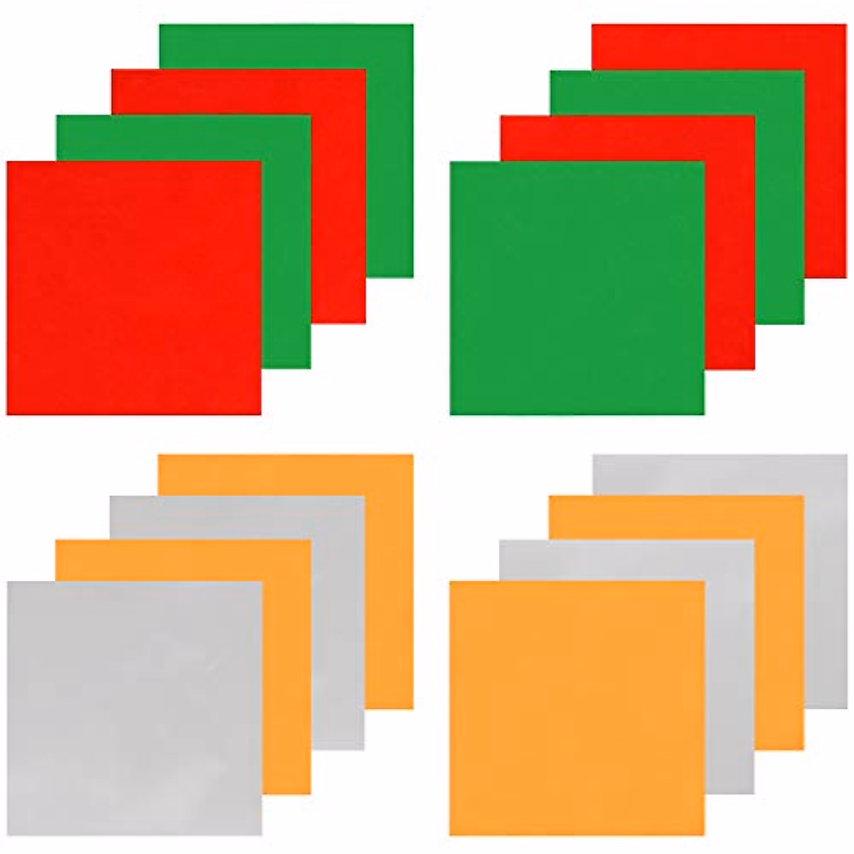 AnapoliZ Cellophane Sheets 120 pcs Pack | (12 x 12 inch) 4 Mix Colors 2.3 Mil | Translucent Holiday, Christmas Cello Sheets - Green, Red, Silver, Gold | Glossy Xmas Colors Sheets for Treats, Crafts