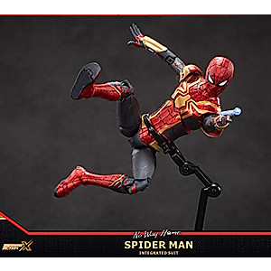 LonullyMege No Way Home Spiderman Action Figures-2022 New Released Legends Movie Hero Series-All Joints Movable 7 Inch Exquisite Collection Iron Spiderman Toy (Gold & Red)