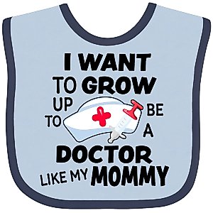 inktastic I Want To Grow Up To Be a Doctor Like My Mommy Baby Bib Blue and Navy 33f90