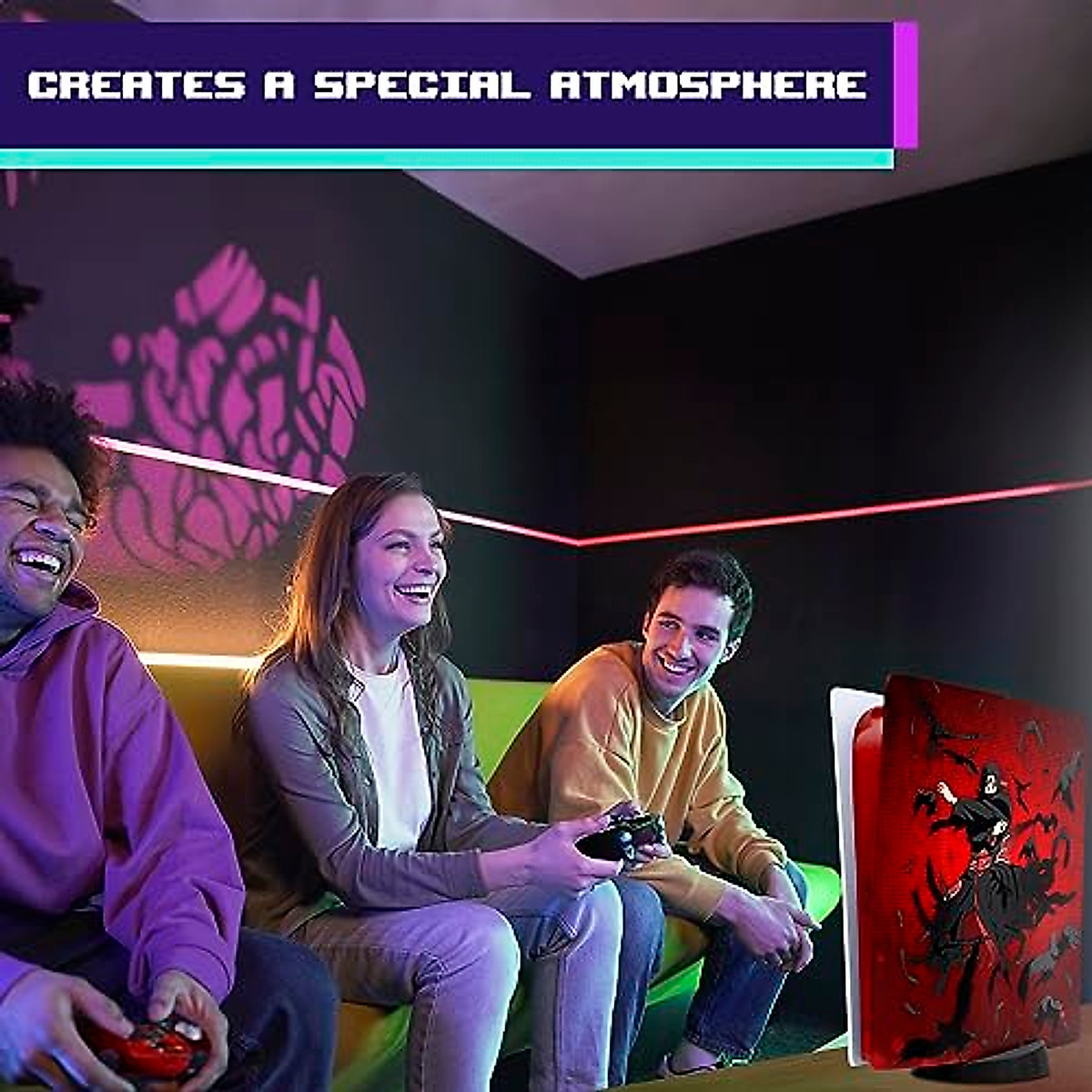 Console Controller Wrap - Black and Red Console PS5 Controller Skin Vinyl Sticker PS5 Console - PS5 Skins and Decals Video Game Console 5 Controller Accessories