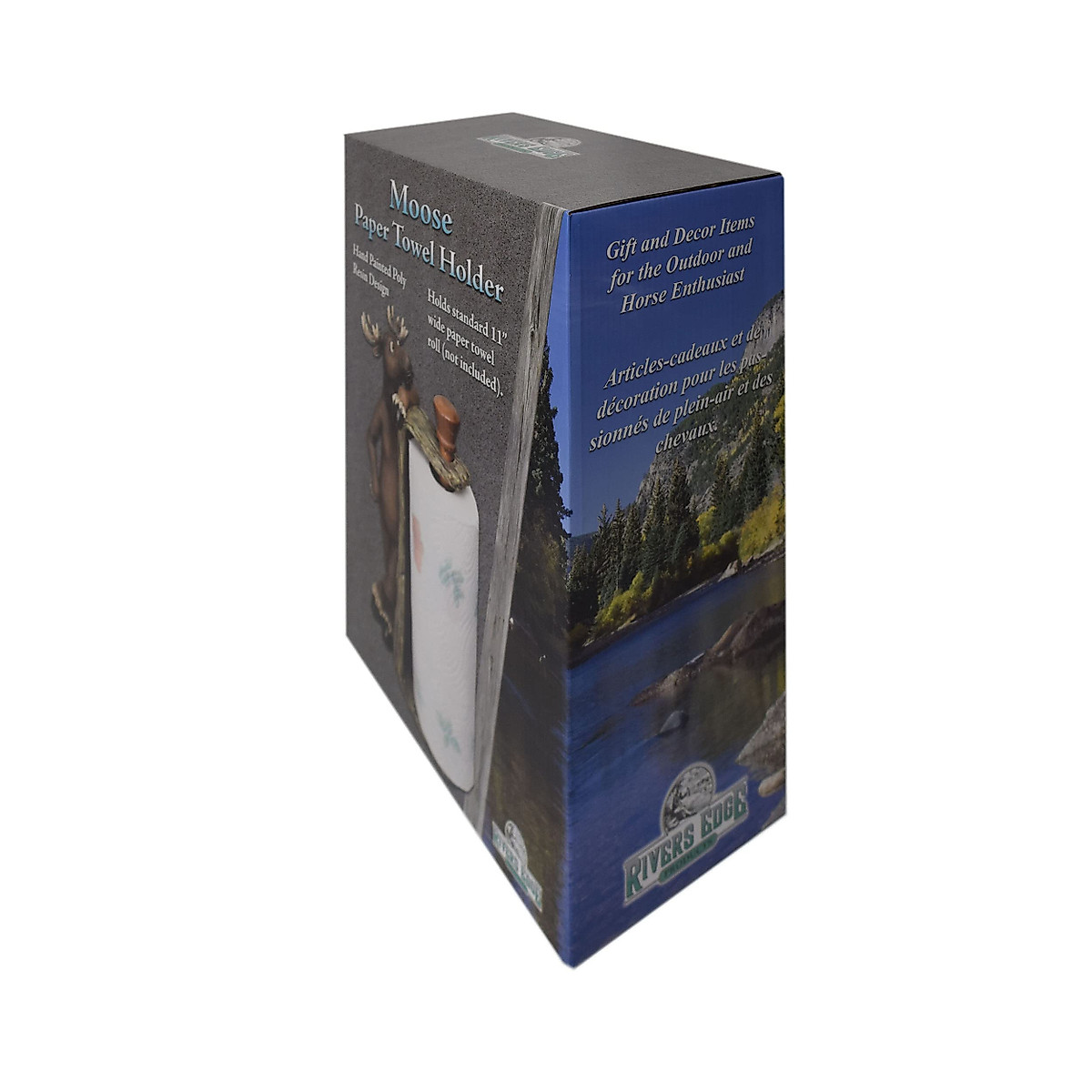 Rivers Edge Products Countertop Paper Towel Holder, Unique Resin and Wood Paper Towel Holder, Novelty Napkin Roll Holder for Counter, Giftable Animal Paper Towel Stand, Moose