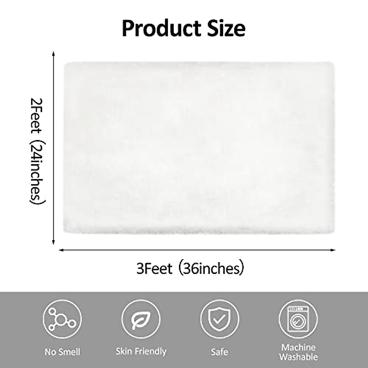 Fixseed Small Rugs White Fluffy Faux Rabbit Fur Rug 2 x 3 for Bedroom Bathroom, Machine Washable Modern Area Rugs Non Slip Entry Way Rug for Chair Living Room Bath Rug