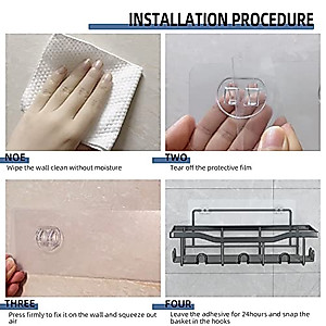 LURVUO Shower Caddy Shower Organizer,3Pack No Drilling Large Capacity Rustproof Adhesive Bathroom Organizer for Bathroom Storage&Kitchen,Black