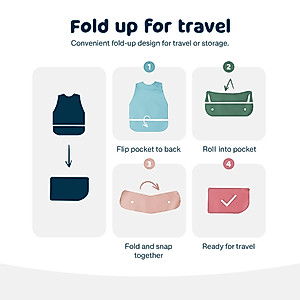 Tiny Twinkle Mess-Proof Apron Toddler Bibs w/Tug-Proof Closure, Baby Food Bibs, 2 Pack (Slate Olive, Small 6-24 Months)