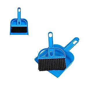 Mini Dustpan and Broom Set Portable Plastic Brush Set (Blue) Used for Desk, Home, Kitchen,Cage Cleaning of Any Small Animals, Guinea Pigs, Rabbits, Hamsters