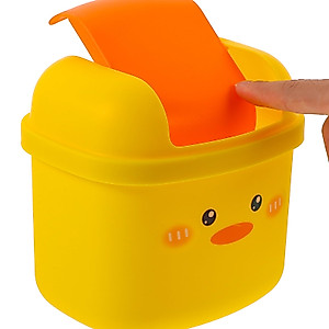 Amosfun Little Yellow Duck Trash Can Desktop Waste Container Paper Waste Basket Mini Garbage Can Small Trash Can Jewelry Organizer Rubbish Bin Girl Small Paper Plastic Super Cute