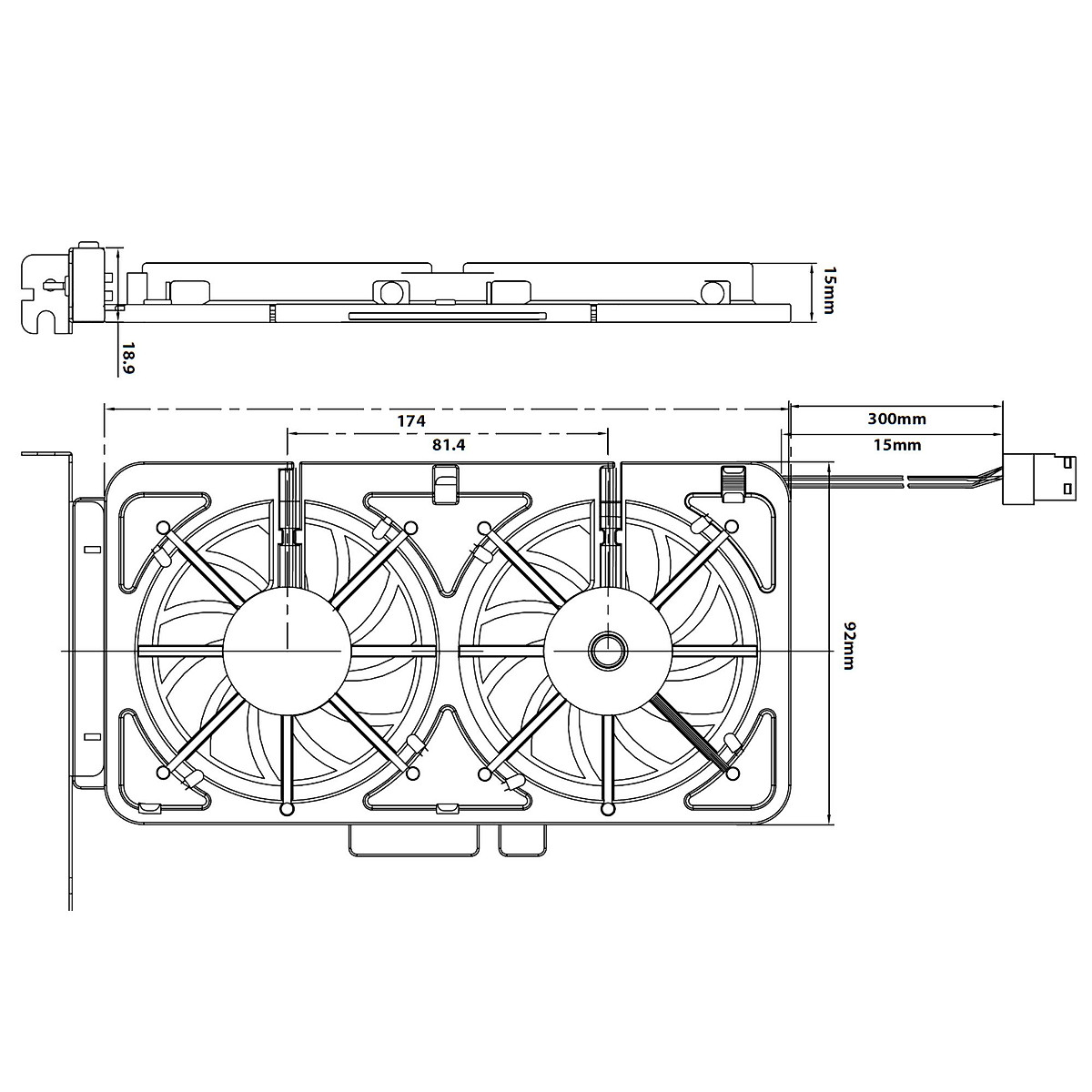Vantec SP-FC70-BL Spectrum System Fan Card with Dual Adjustable 70mm UV LED Fans (Blue), 195x92x20mm