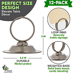 Gray Bunny 12 Pieces Metal Table Number Holders, 2 Inches Satin Place Card Holder, Table Number Stands, Table Sign Holders, Satin Table Card Holder Stand for Photos, Food Signs, Birthdays, Weddings