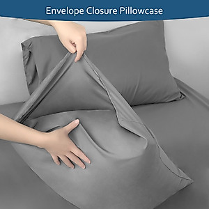 Extra Deep Pocket Full Sheet Set - Breathable & Extra Soft - Deep Pockets Full Size Sheet Sets - Easy Fit 16in to 24in Mattress - 4 Piece Set - Grey Bed Sheets Set