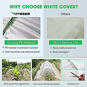 VIVOSUN 4Pcs 5FT Greenhouse Hoops with PE Cover, Rust-Free Grow Tunnel Tunnel, 5FT Long Steel with Plastic Coated Plant Supports for Garden Fabric, Plant Support Garden Stakes