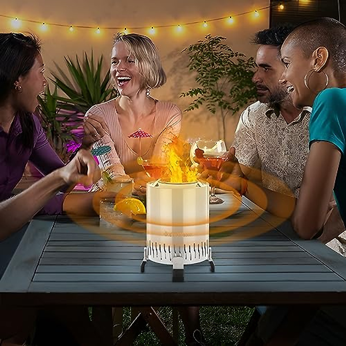 Tabletop Fire Pit with Stand, Mini Outdoor Smokeless Firepit, for Backyard, Patio, or Camping, Travel Bag, (6) Firestarters, & Wood Pellets Included