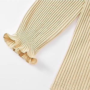 Weixinbuy 4t Girl Clothes Toddler Girl Clothes Fall Outfits Long Sleeve Turtleneck Knitted Sweater Top Plaid Mini Skirts Set Khaki 4-5T