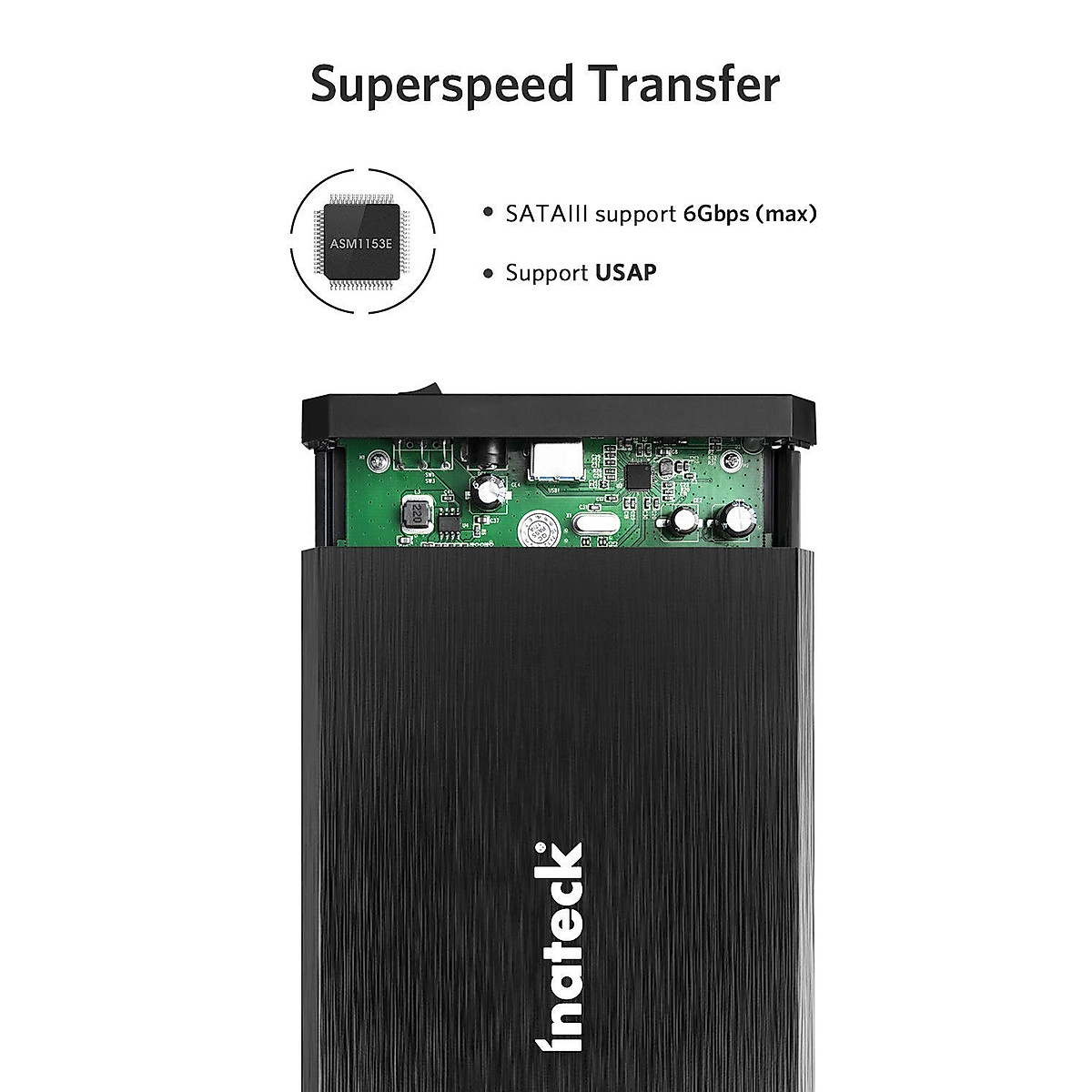 Inateck 3.5 Hard Drive Enclosure, Aluminum USB 3.0 Sata HDD Enclosure, FE3001