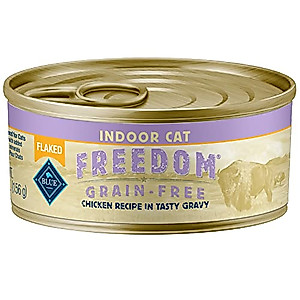 Blue Buffalo Freedom Grain Free Natural Adult Flaked Wet Cat Food, Indoor Chicken 5.5-oz cans (Pack of 24)