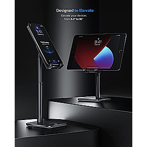 Nulaxy Phone Stand, Height Angle Adjustable Cell Phone Stand, Phone Holder for Desk Compatible with iPhone12 Mini 11 Pro Xs Xs Max Xr X 8 7 6 6s Plus, All Smartphones (4-8 inches) - Black