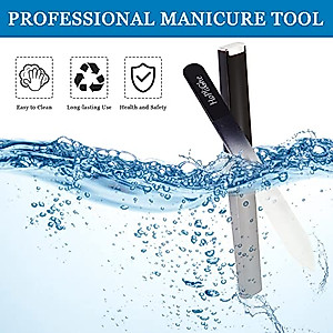 HoPliGhe Crystal Glass Nail File, Double Sided Nail Art Files for Natural Nails and Acrylic Nails Professional Manicue Tools and Supplies for Nail Care, Whashable Lifetime Nail Filer