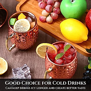 Moscow Mule Mugs | Large Size 19 ounces | Set of 2 Hammered Cups | Stainless Steel Lining | Pure Copper Plating | Gold Brass Handles | Christmas Gift Set