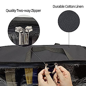 ohihuw Hat Organizer for Closet, 8.6" Width Widened Design, Large Hat Box, Baseball Cap Storage Bag with Carrying Handles & Lid, Solid Structure with Plastic Boards (Black)