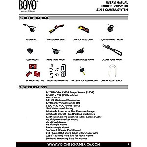 BOYO VISION BOYO VTK501HD - Universal HD Backup Camera with Multiple Mounting Options (6-in-1 Camera System)