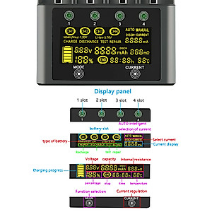 icover Universal Smart Battery Charger, LiitoKala lii-600 LCD Display 4 Slots Smart Charger Li-ion 3.7V NiMH 1.2V for Rechargeable Batteries 18650 26650 16340 14500 + Car Charger