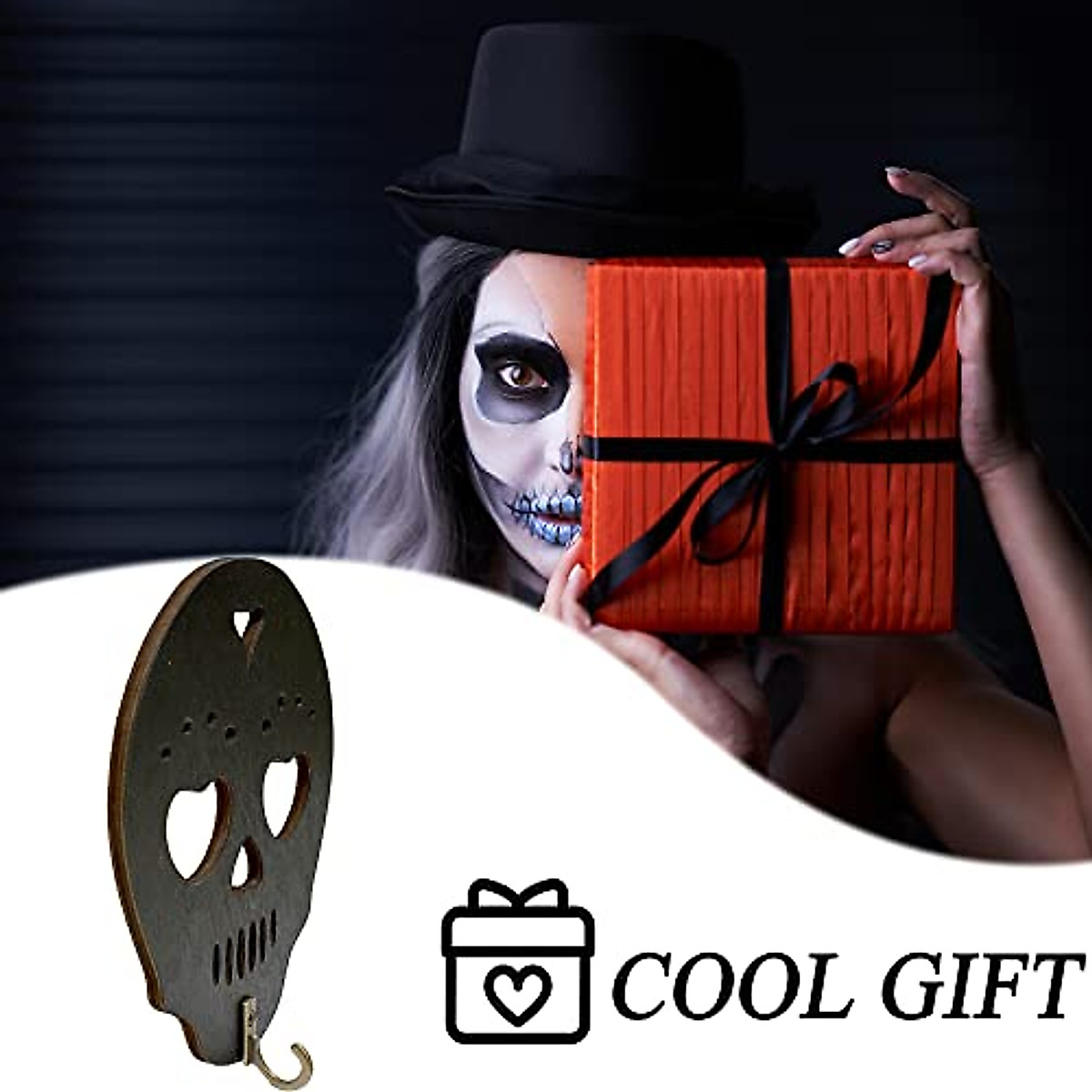 Skull Key Holder - Set of 2 Goth Key Hooks for Wall - Gothic Home Decor for Bedroom Furniture or Kitchen Assessories - Halloween Spooky Gifts for Skull Stuff Lovers