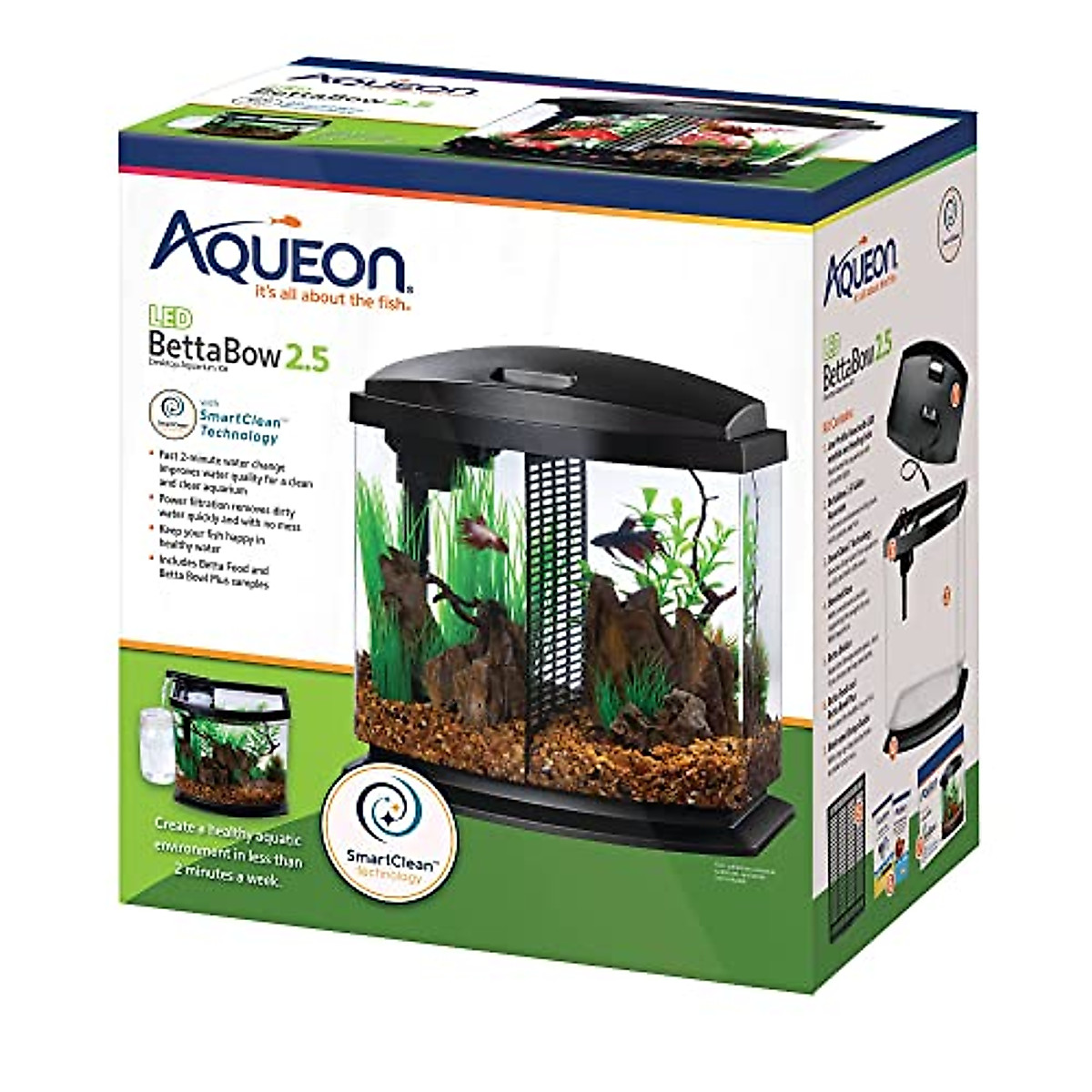 Aqueon 00800198: Aquarium Kit BettaBow Led Blk 2.5G