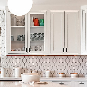 Ravinte 5 Pack Black Square Bar Cabinet Knobs 2 Inch Square Cabinet Pulls Matte Black Single Hole Kitchen Cabinet Handles