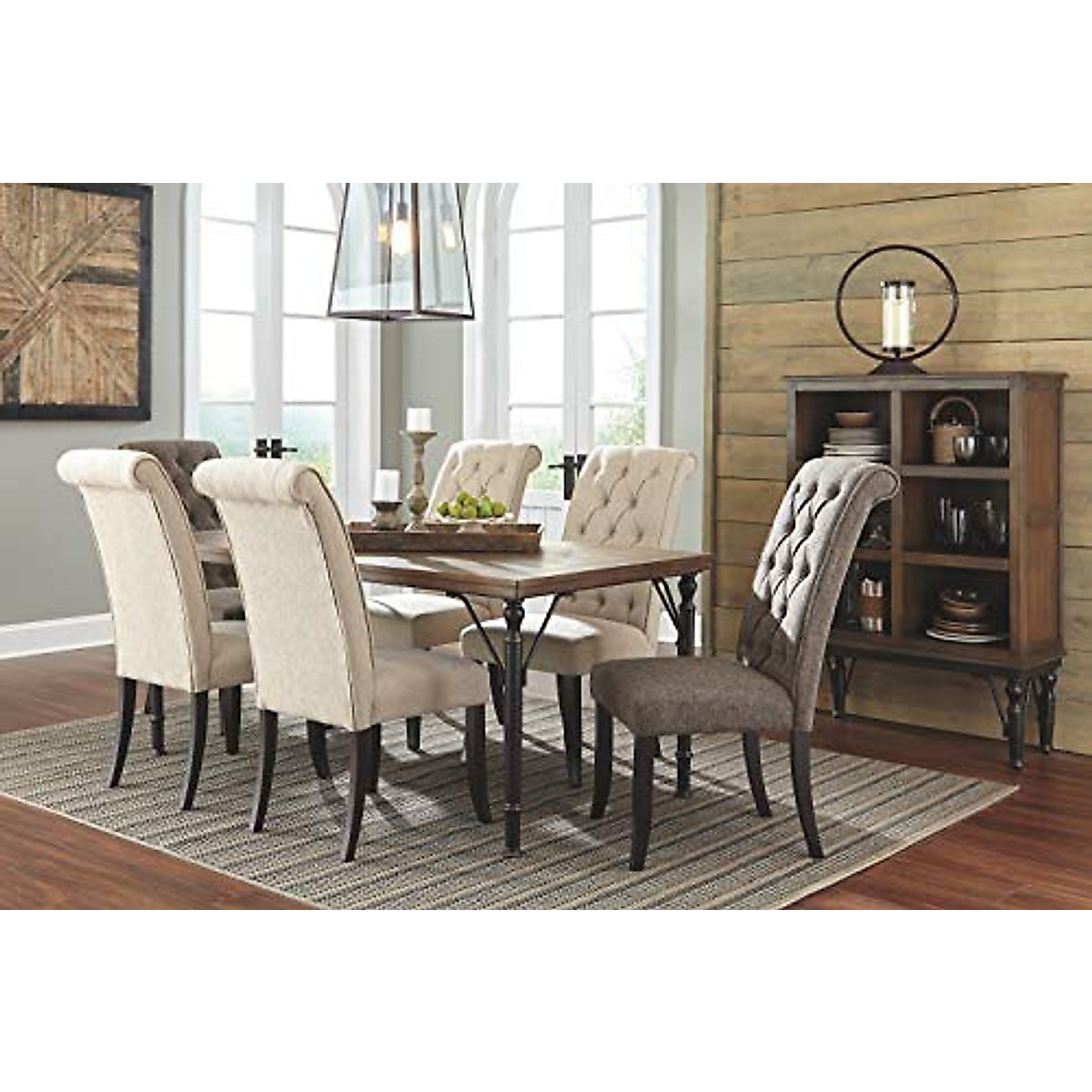 Signature Design by Ashley Tripton Classic Tufted Upholstered Armless Dining Chair, 2 Count, Beige