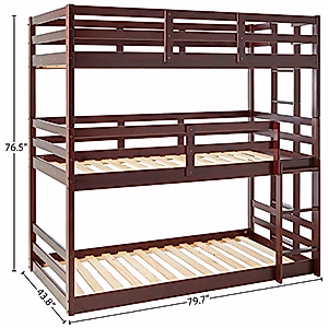 Donco Kids DONCI 1555-TTTCP Triple Bunk Bed Twin/Twin/Twin Dark Cappuccino