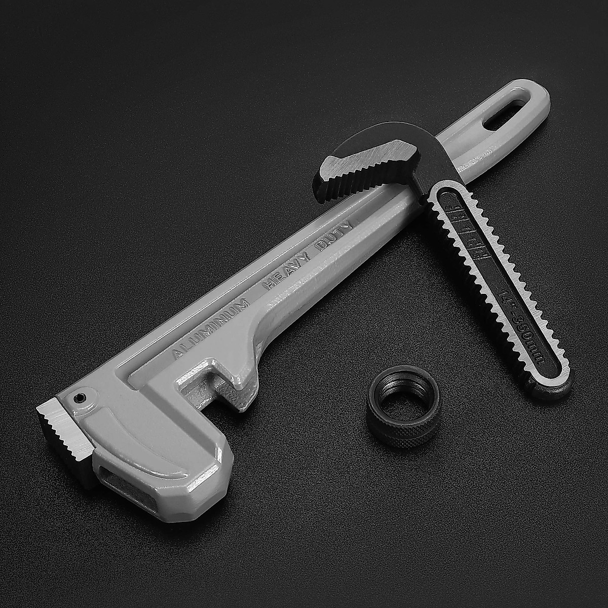 DURATECH 3-Piece Heavy Duty Aluminum Straight Pipe Wrench Set, 10", 14", 18", Adjustable Plumbing Wrench Set, Drop Forged, Exceed GGG standard