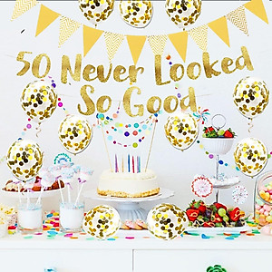 Funny Birthday Banner Glitter Happy 50th Birthday Party Decoration Supplies 50th Wedding Anniversary Decorations Hanging Garland Golden Triangle Flags Pennant Bunting