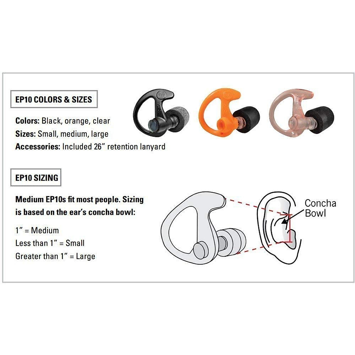 Surefire SONIC DFNDR MED BLK 1 PAIR