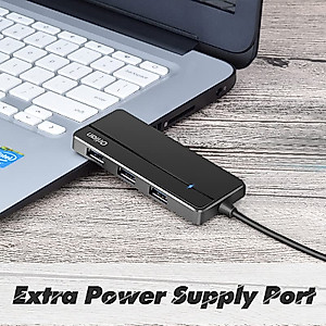 Orlian 4 Port USB 3.0 Hub Ultra Slim 5Gbps High Speed USB Hub with LED Indicator 4 in 1 USB Splitter for PC Laptop Surface Chromebook PS4 Xbox [Charging NOT Supported]