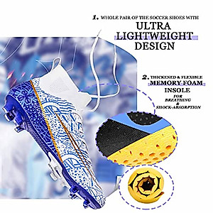 Men's Soccer Cleats High Top AG Spikes Indoor Outdoor Baseball Ankle-Cuff Boots Athletic Professional Firm Ground Turf Non-Slipping Football Sneaker