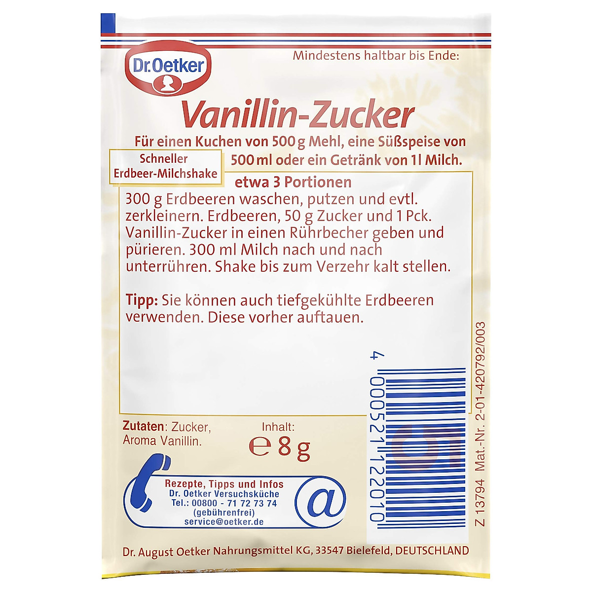 Dr. Oetker Vanillin-Zucker - Pack of 10
