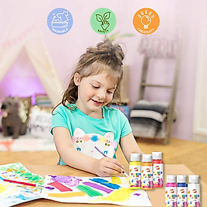 Early Learning Kids Paint Set Washable Finger Paint with Assorted Painting Brushes Sponges Portable Case for Kids Toddlers Drawing Gifts Age 3+