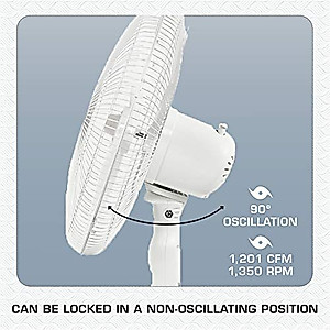 Hurricane Supreme Oscillating Stand Fan w/ Remote 16 in - White