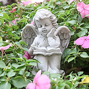 DKJOCKY Resin Statue Cherubs Angel Statue Yard Decorations Outdoor, Angel Figurines Fairy Garden Accessories, Halloween Angels Figurines Memorial Gifts, 2 Packs