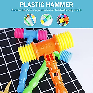 NUOBESTY 8pcs Hammer Pounding Toys, Plastic Squeaky Hammer Toy Musical Pounding Toy Beating Gavel Mallet Toys Educational Toys Random Color