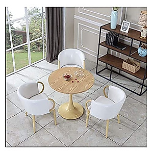 Reception Desk and Chair Set for Combination, Modern Round Table Restaurant Office Leather Cafe Tea Shop Beauty Salon (Color : White) (Color : White, Size : Size)