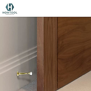 Door Stops 3 Inch Rigid Wall Mounted with Rubber Tip Champagne Brass, 5 Pack | HOWTOOL