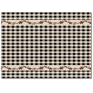 Microfiber Rubber Backing Non-Slip Area Rug - Washable Durable 5x7 Feet Indoor Felt Carpet - Vintage Western Texas Star Primitive Berries Black Buffalo Checkered Plaid Entry Carpets for Home Bedroom