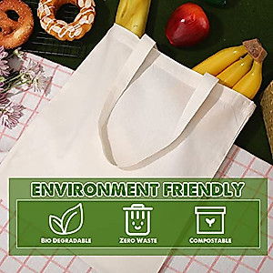 Mimorou 48 Pcs Canvas Tote Bags Bulk 13 x 15 Inch Plain Polyester Cotton Tote Bags with Handles Blank Reusable Grocery Shopping Bags for Sublimation Crafting DIY Projects Personalize