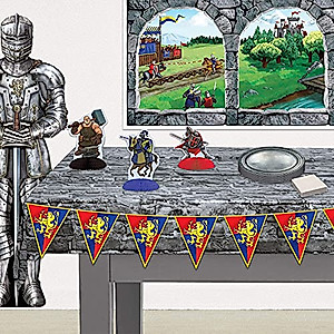 2 Pcs Cobblestone Tablecloth Stone Wall Plastic Table Covers 87 x 51 Inches Medieval Party Disposable Tablecovers for Medieval Knight Theme Birthday and Halloween Party Decoration