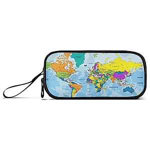 CHIFIGNO World Map Pencil Case Box, Large Pen Case, Large Pencil Boxes, Pencil Pouch for Kids
