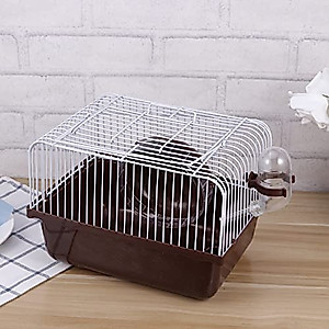 Gerbil Carrier Hamster Cage Portable Travel Rat Cage with Handle Gerbils Cages Small Animal Carry Case Pets House Habitats for Going Out Traveling (Coffee) Chinchilla Carrier