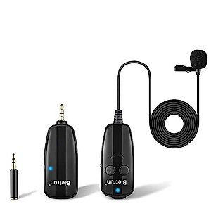 Wireless Lavalier Lapel Microphone for DSLR Camera/GoPro Video Recording, 164 ft Range, Rechargeable＆6 Hrs Working, Plug and Play UHF Portable Cardioid Clip-on Cordless Mic with 1/8 inch TRRS Output