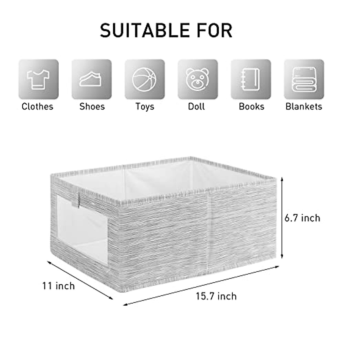 BAIYOUKE 2 Pack Storage Baskets, Foldable Organizing Basket Bin for Home, Nursery, Closet & Shelves Organization | Storage Basket Cube Shelf Organizer (Grey)