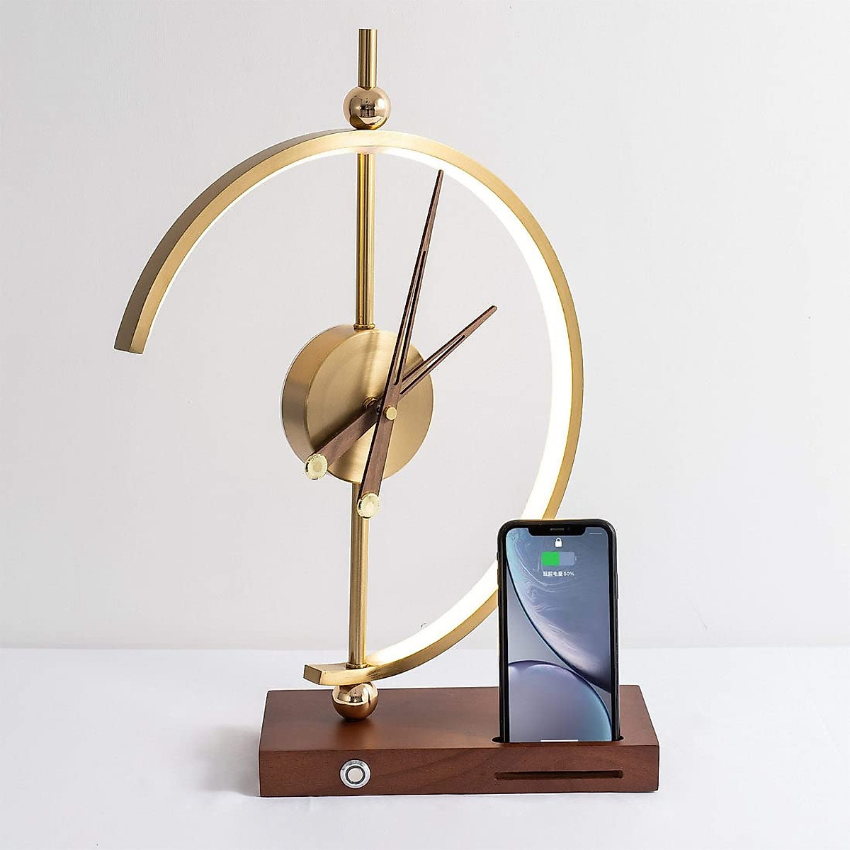 Nogy Desk Lamp with Wireless Charger • Desk Accessories Modern Desk Lamp with Charger • Desk Clock for Office • Desk Lamp with Clock • Art Deco Lamp • Office Desk Light • Dimmable